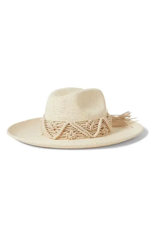 Brixton Matteo Macramé Accent Straw Hat - Bone/ Bone