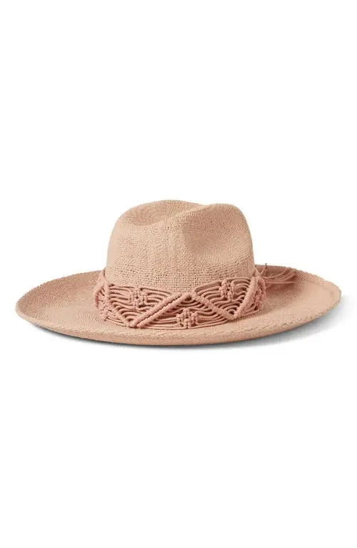 Brixton Matteo Macramé Accent Straw Hat - Soft Pink