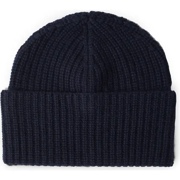 Brunello Cucinelli Cashmere Rib Knit Beanie - Navy Blue
