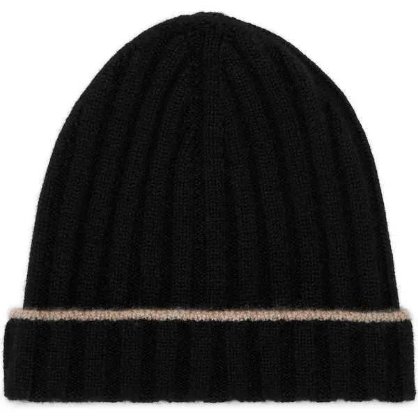 Brunello Cucinelli Cashmere Rib Knit Beanie - Black