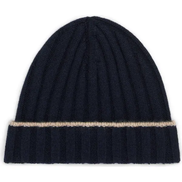 Brunello Cucinelli Cashmere Rib Knit Beanie - Navy Blue