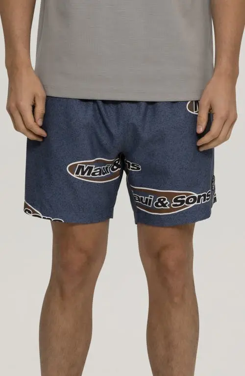 MAUI & SONS Flying Disc Microfiber Swim Trunks - Slate