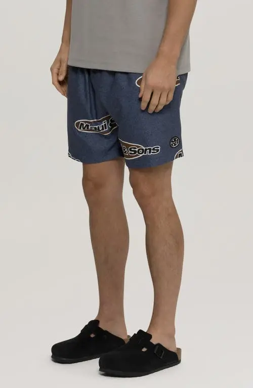 MAUI & SONS Flying Disc Microfiber Swim Trunks - Slate