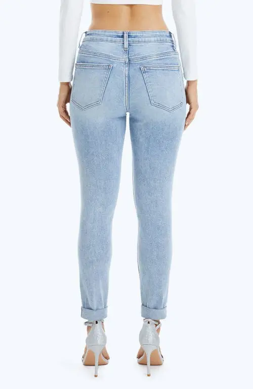 BAYEAS High-waist Cuffed Ankle Skinny Jeans - Light Blue