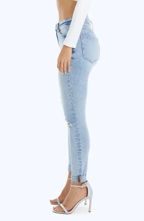 BAYEAS High-waist Cuffed Ankle Skinny Jeans - Light Blue