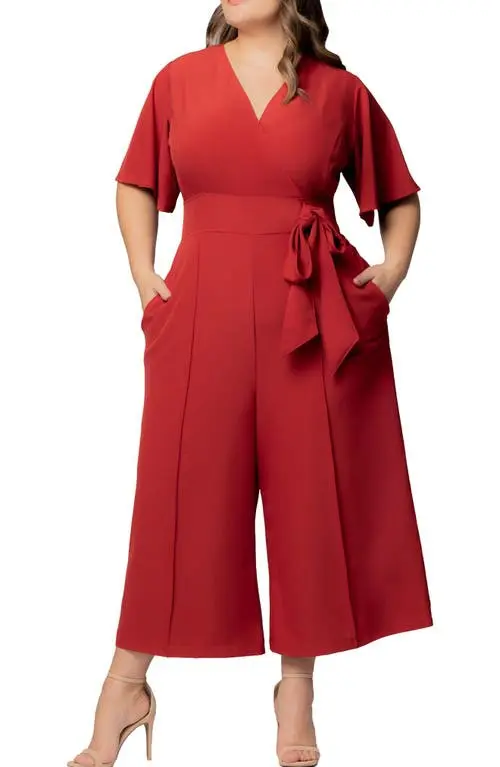 KIYONNA Evelyn Wide Leg Crop Jumpsuit - Paprika