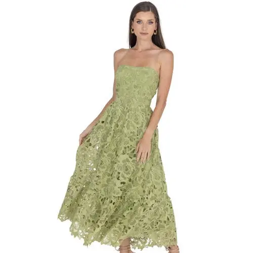 AKALIA Amelia Lace Bustier Midi Dress - Green
