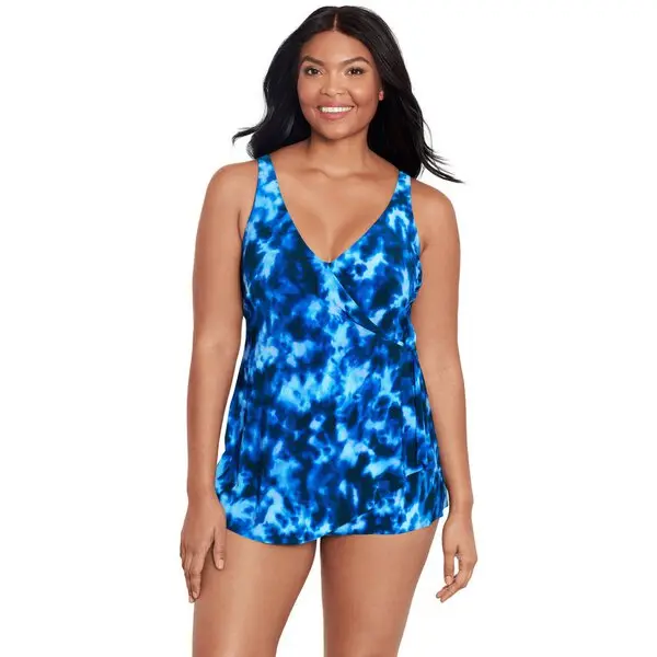 TRIMSHAPER Lola Surplice V-neck Swimdress - Rinca Rain
