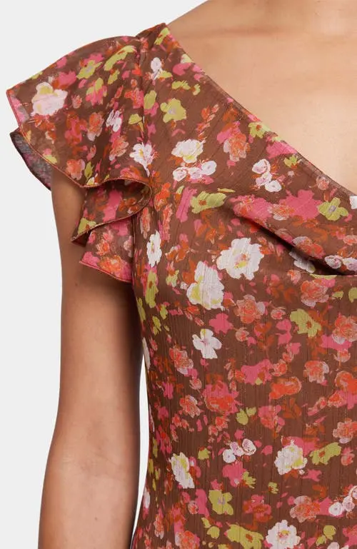 Santorelli Laurel Flutter Cap-sleeve Midi Dress