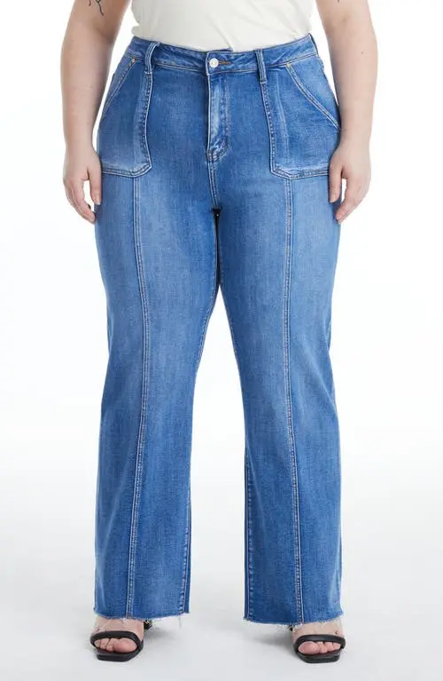 BAYEAS Jess Raw Hem Seamed High-waist Straight-leg Jeans - Blue Lover