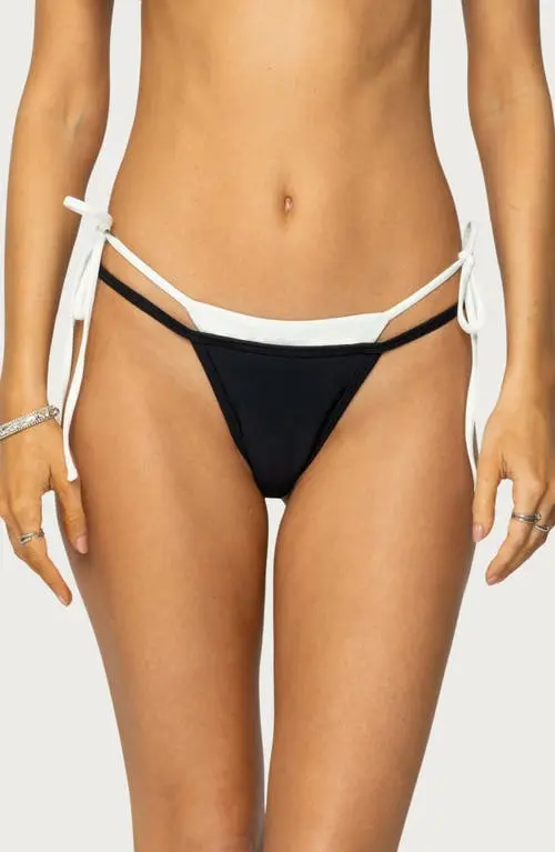 EDIKTED Jessica Layered String Bikini Bottoms - Black-and-white