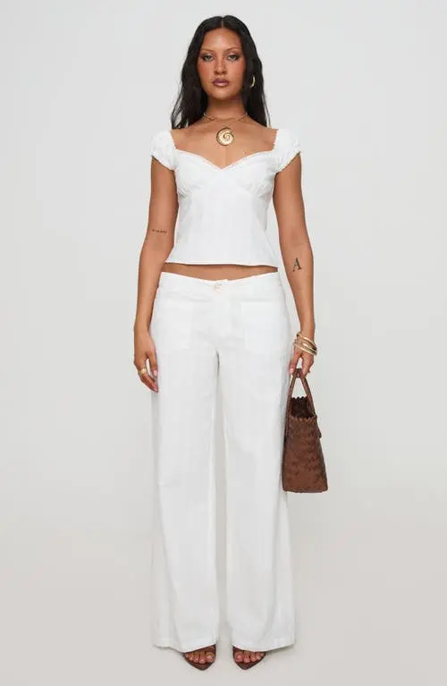 Princess Polly Fyrie Lace Trim Recycled Cotton Crop Top