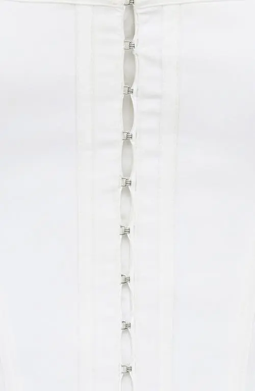 House Of Cb Kikki Bow Crop Lace-Up Corset Top In White | Editorialist
