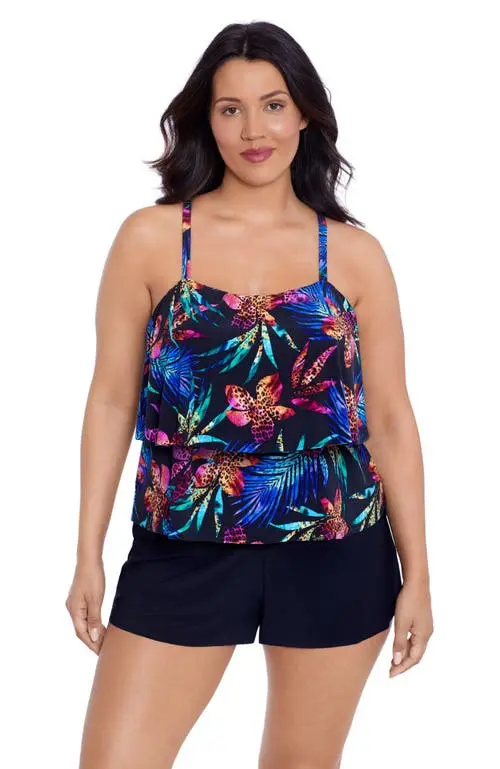 TRIMSHAPER Roxy Swim Romper - Leopard Lily
