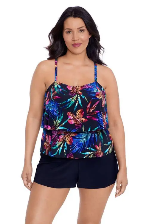 TRIMSHAPER Roxy Swim Romper - Leopard Lily