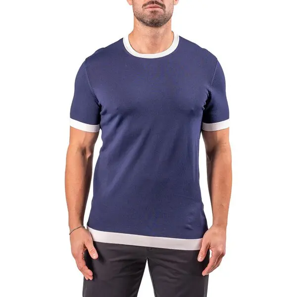 MACEOO Short Sleeve Ringer Sweater