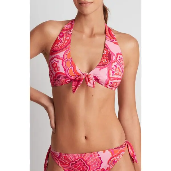 Ralph Lauren Tie-front Bikini Top - Pink Multi