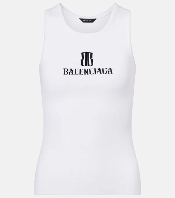 Balenciaga Nano Bb Knitted Tank Top - White