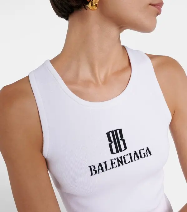 Balenciaga Nano Bb Knitted Tank Top - White