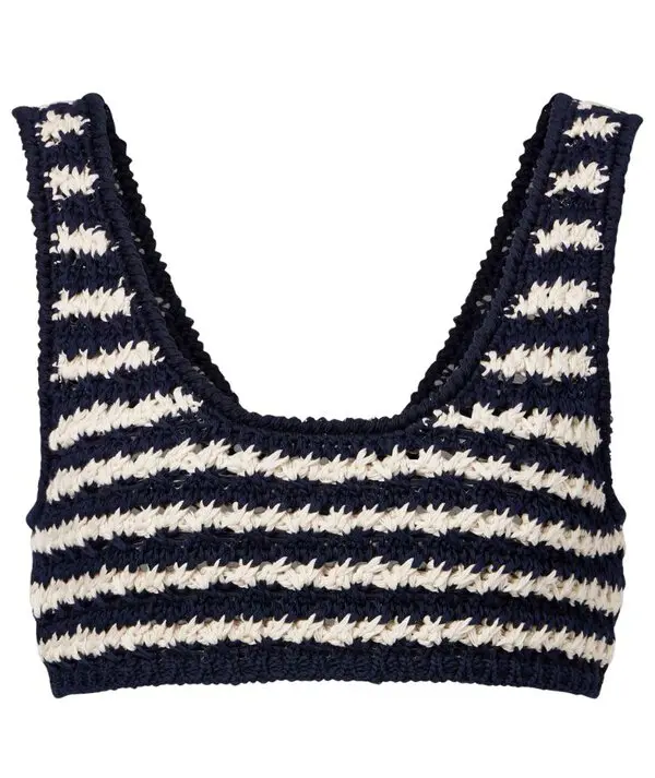 Prada Crochet Striped Cotton Crop Top