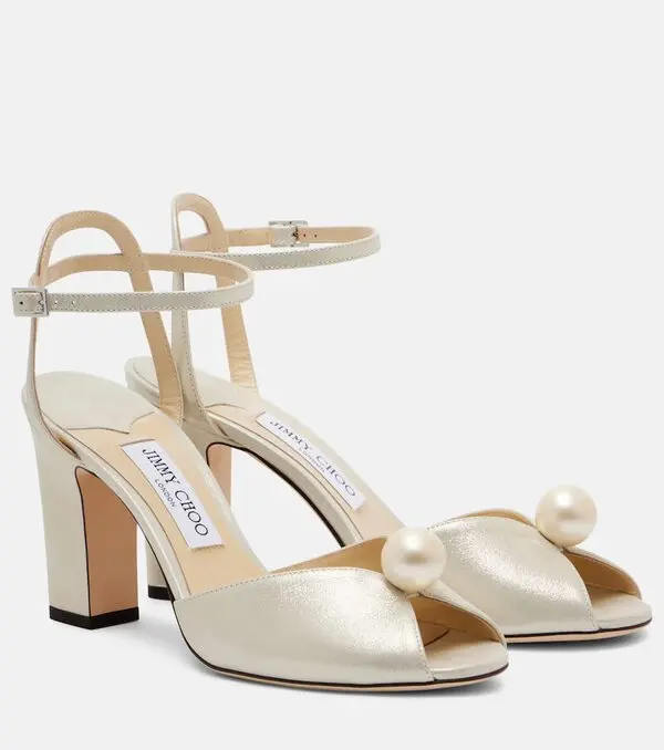 JIMMY CHOO Sacaria 85 Leather Sandals - White