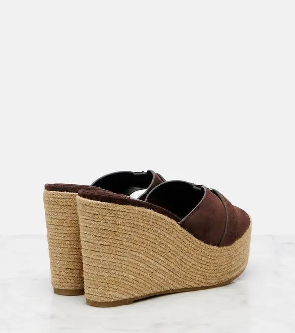JIMMY CHOO Leda 100 Suede Espadrille Wedges