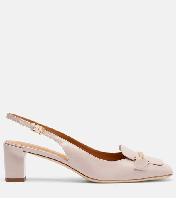 TOD'S Barretta 50 Leather Slingback Pumps - Neutrals