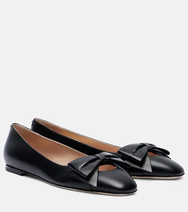 Valentino Garavani Bowow Leather Ballet Flats - Black