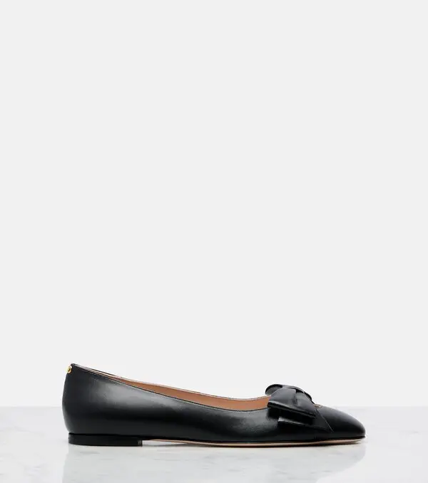 Valentino Garavani Bowow Leather Ballet Flats - Black