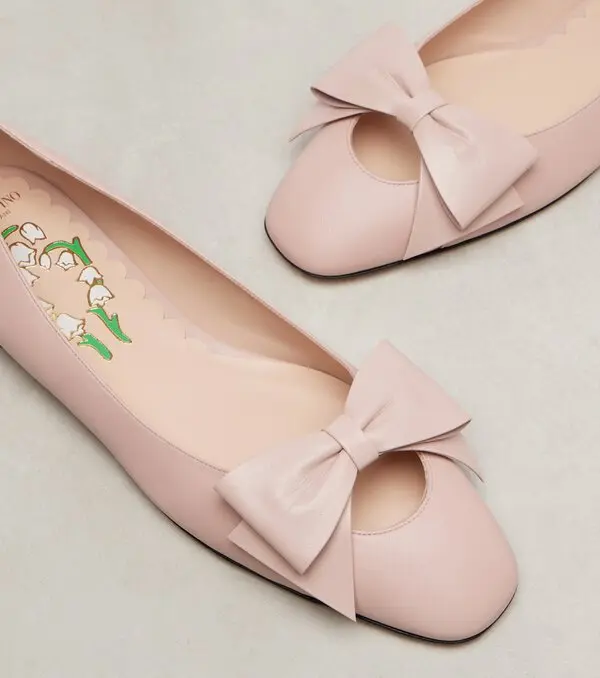 Valentino Garavani Bowow Leather Ballet Flats - Pink