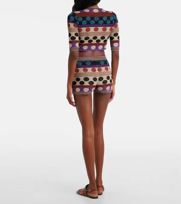 Valentino Garavani Polka-dot Jacquard Lamé Wrap Top