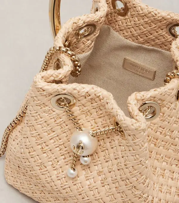 JIMMY CHOO Bon Bon Small Raffia Tote Bag