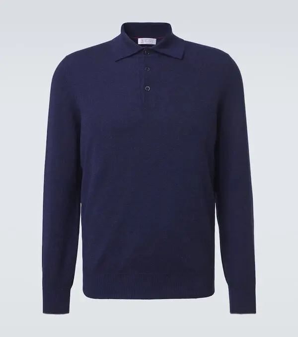 Brunello Cucinelli Cashmere Polo Sweater - Blue