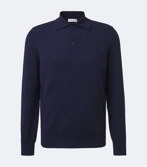 Brunello Cucinelli Cashmere Polo Sweater - Blue
