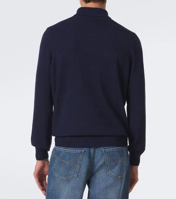 Brunello Cucinelli Cashmere Polo Sweater - Blue