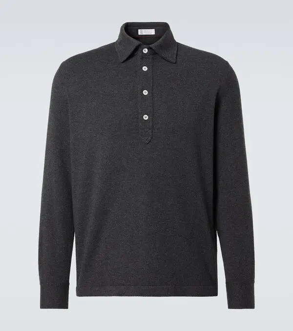 Brunello Cucinelli Cashmere Polo Sweater - Grey