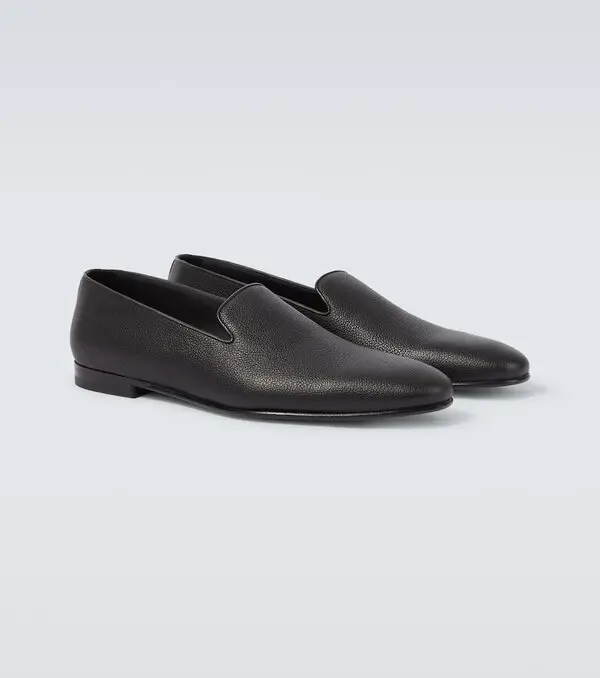 Manolo Blahnik Handmade Leather Loafers - Black