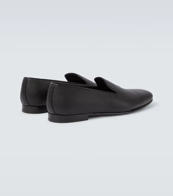 Manolo Blahnik Handmade Leather Loafers - Black