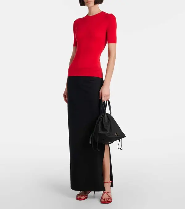 Khaite Rory Medium Leather-trimmed Bucket Bag - Black