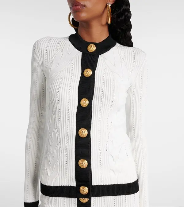 Balmain Cable-knit Cardigan - White