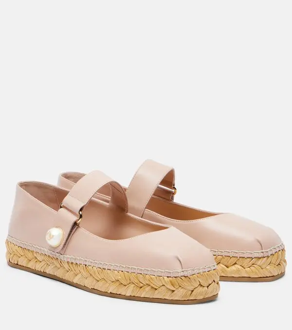 JIMMY CHOO Fayence Leather Espadrilles - Pink