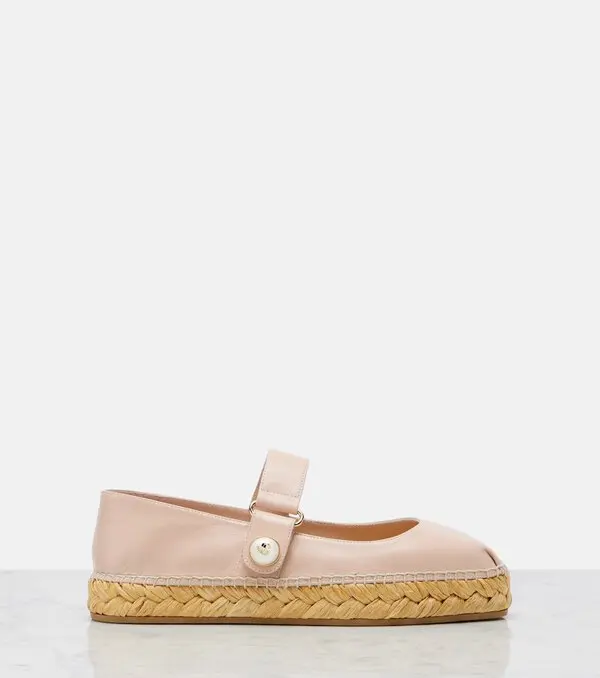 JIMMY CHOO Fayence Leather Espadrilles - Pink