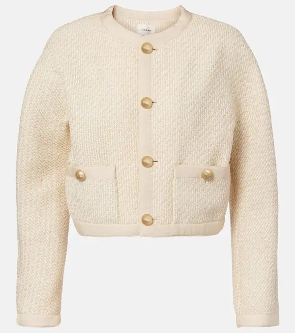 FRAME Trim Cropped Jacket - Beige