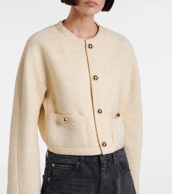 FRAME Trim Cropped Jacket - Beige