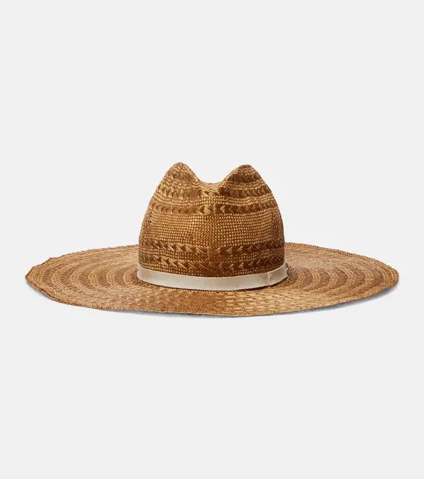 Valentino Garavani Escape Vlogo Straw Sun Hat - Brown