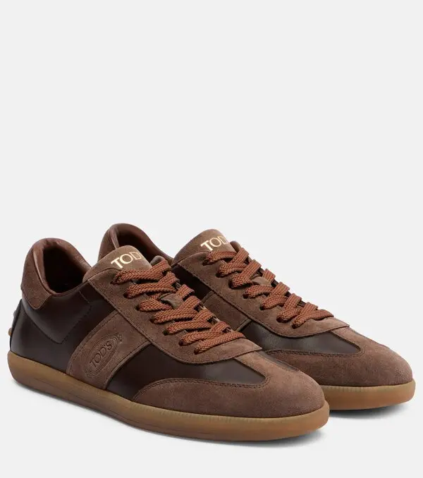 TOD'S Tabs Suede And Leather Sneakers - Brown