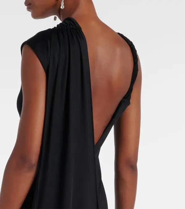 Victoria Beckham Draped Embellished Satin Midi Dress - Black