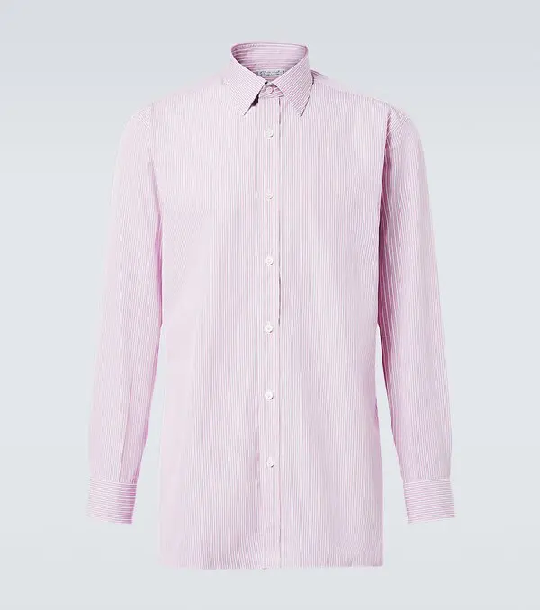 Charvet Striped Cotton Poplin Shirt - Red