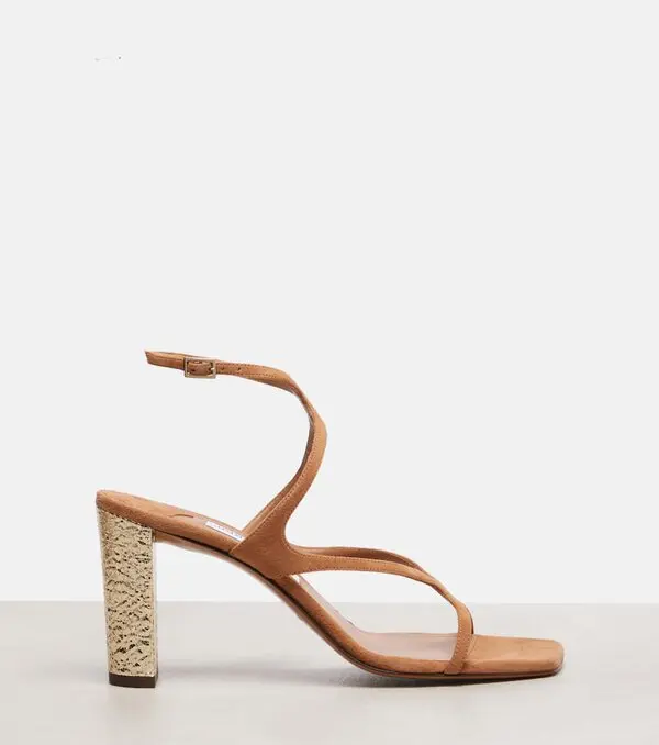 JIMMY CHOO Azie 85 Embellished Suede Sandals - Brown