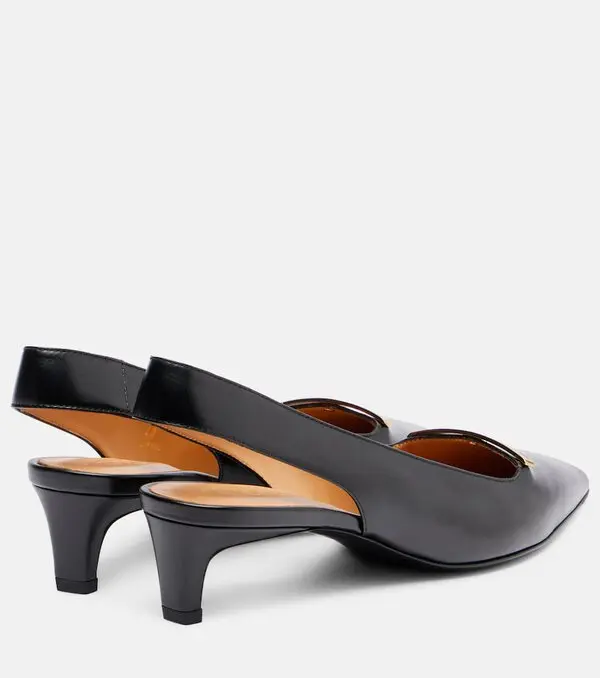 TOD'S Barretta 40 Leather Slingback Pumps - Black